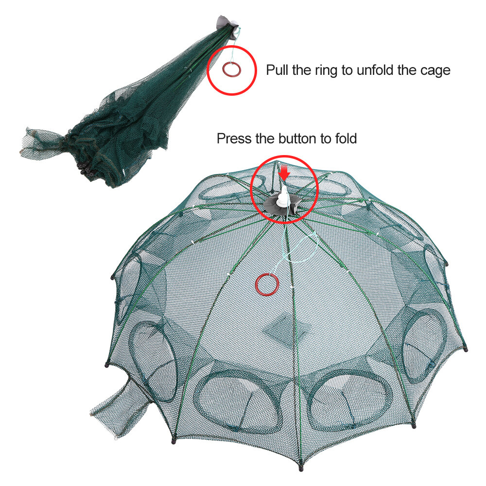 Автоматическая ловушка для рыбы на 4/6/8/10 отверстий, складная сетка для ловли рыбы, креветок, голь