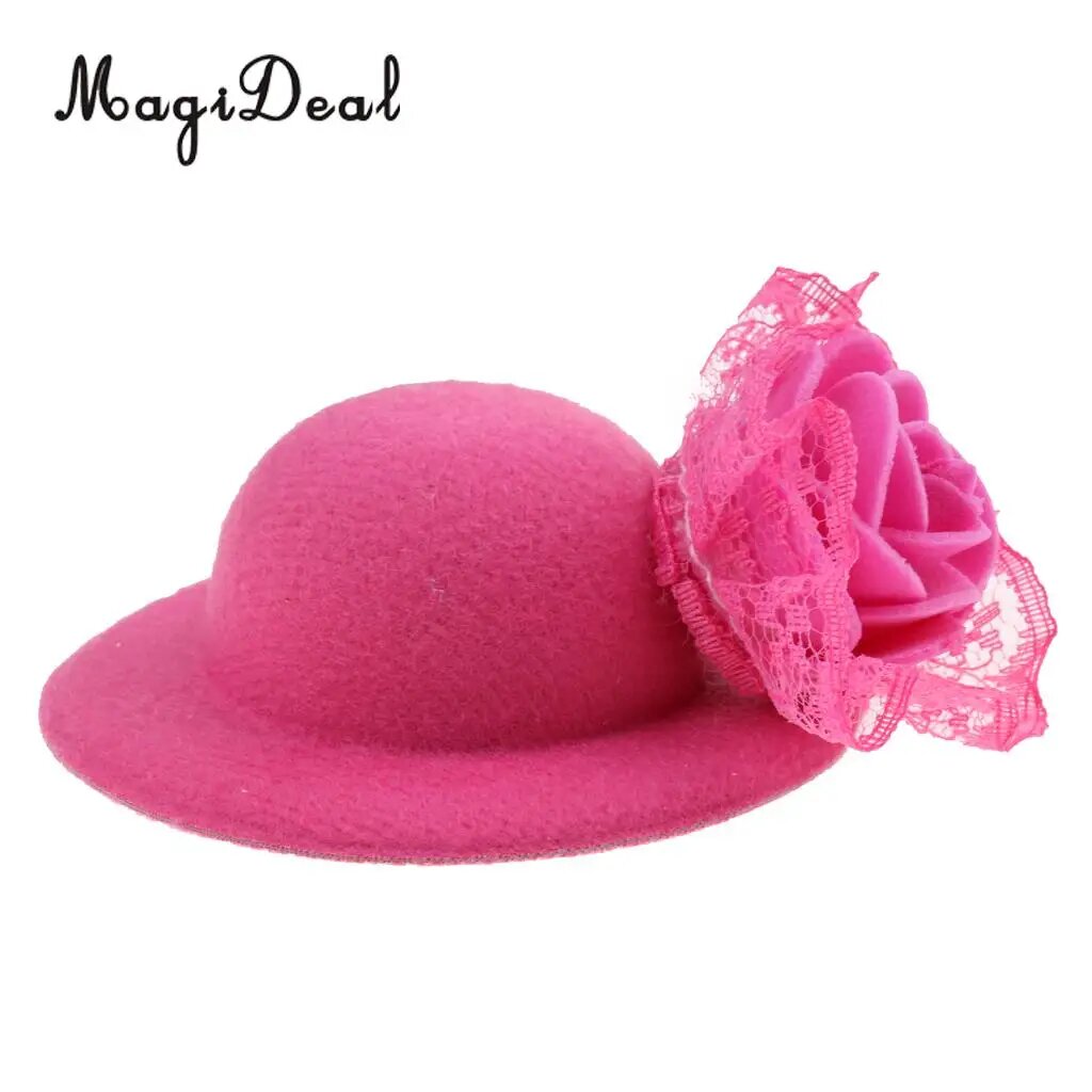 МагиДеал винтажная круглая шляпа-котелок для кукол 28-30 см Розовый, Pink