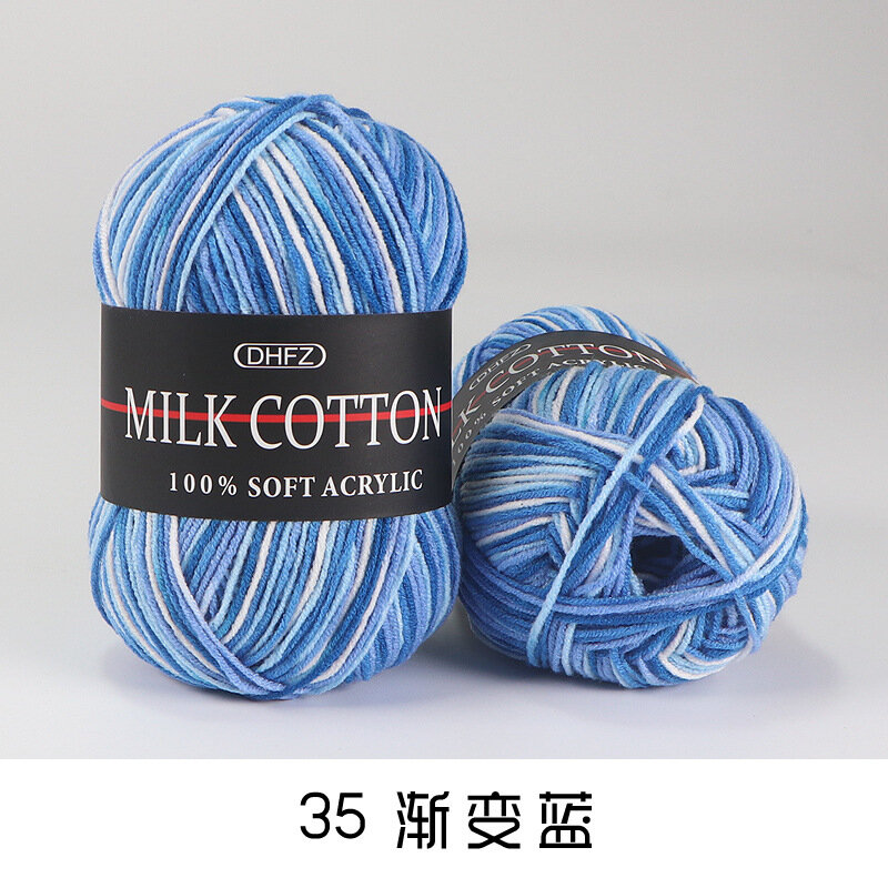 Цвет 3-Strand Milk Coltn Color Gradiing Gradient Baby Baby Kids Doll Yarn Lawceven Diy Material Bag Сумка,38,100,5, для ручного вязания, вязание руками,9 мм,8 мм, зима, меланжевая,9, SKU00311