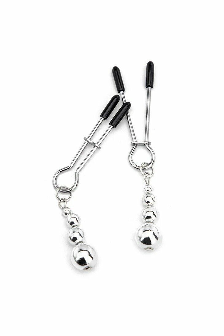 Зажимы для сосков Kanikule, с бусинами и стразами, регулируемые, серебряные