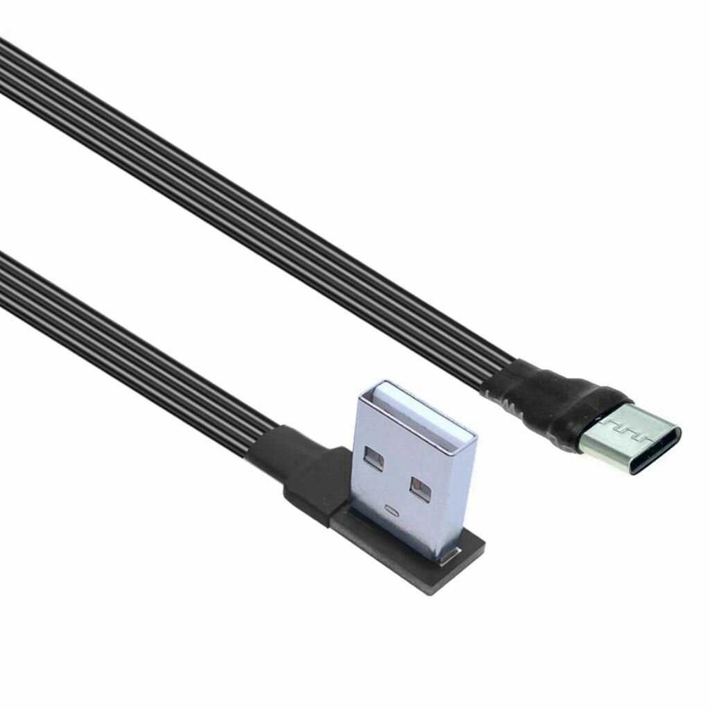 Прямой разъем USB-type c (комплект термоусадочной трубки) плоский кабель для передачи данных-3 м-Левый изгиб USB