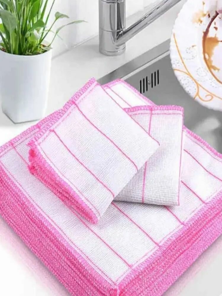 Салфетки для уборки, бело-розовый, 30*30 см, 10 шт.**