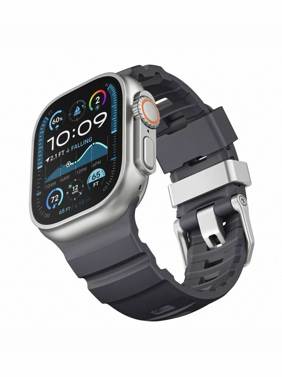 Каучуковый ремешок для Apple Watch 42 / 44 / 45 / 46 / Ultra 49 mm Rubber Black