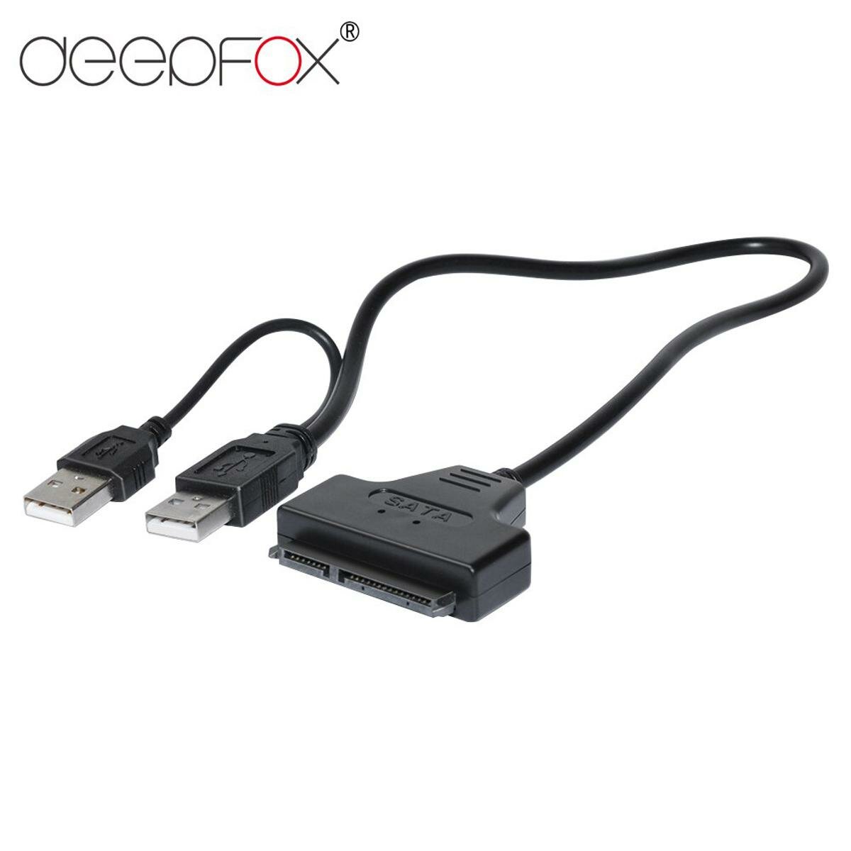 DeepFox Double USB 2.0 To SATA 3 2,5-дюймовый кабель для жесткого диска, адаптер для жесткого диска, кабель для SSD