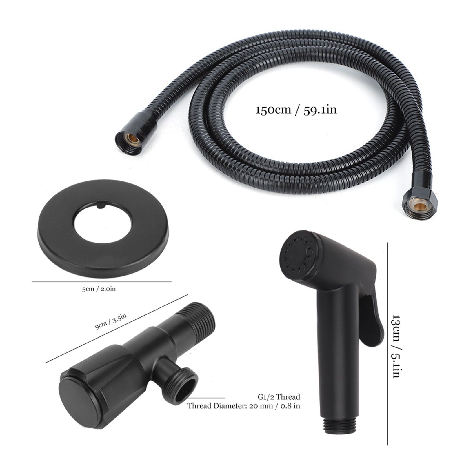 G1/2 черный ручной распылитель для биде из нержавеющей стали, набор насадок, аксессуар для ванной комнаты