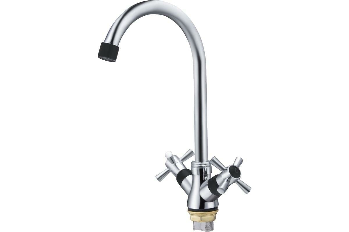 Смеситель для кухни Ekko с гайкой, с цветными наконечником и ручками, черный E49118-8