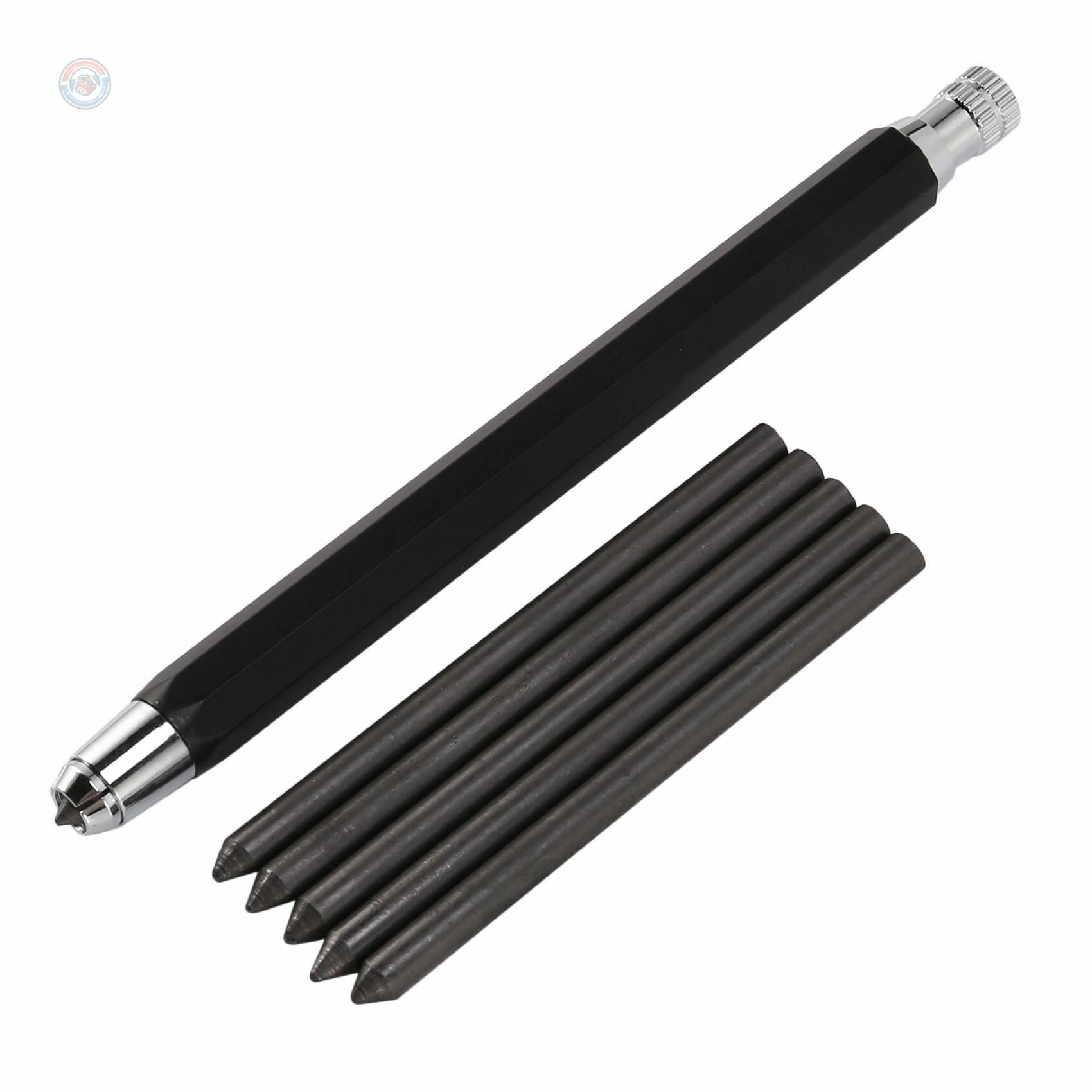 Металлический механический карандаш 5,6 мм с автоматической подачей грифеля и 5 стержнями в наборе стильный и удобный для письма