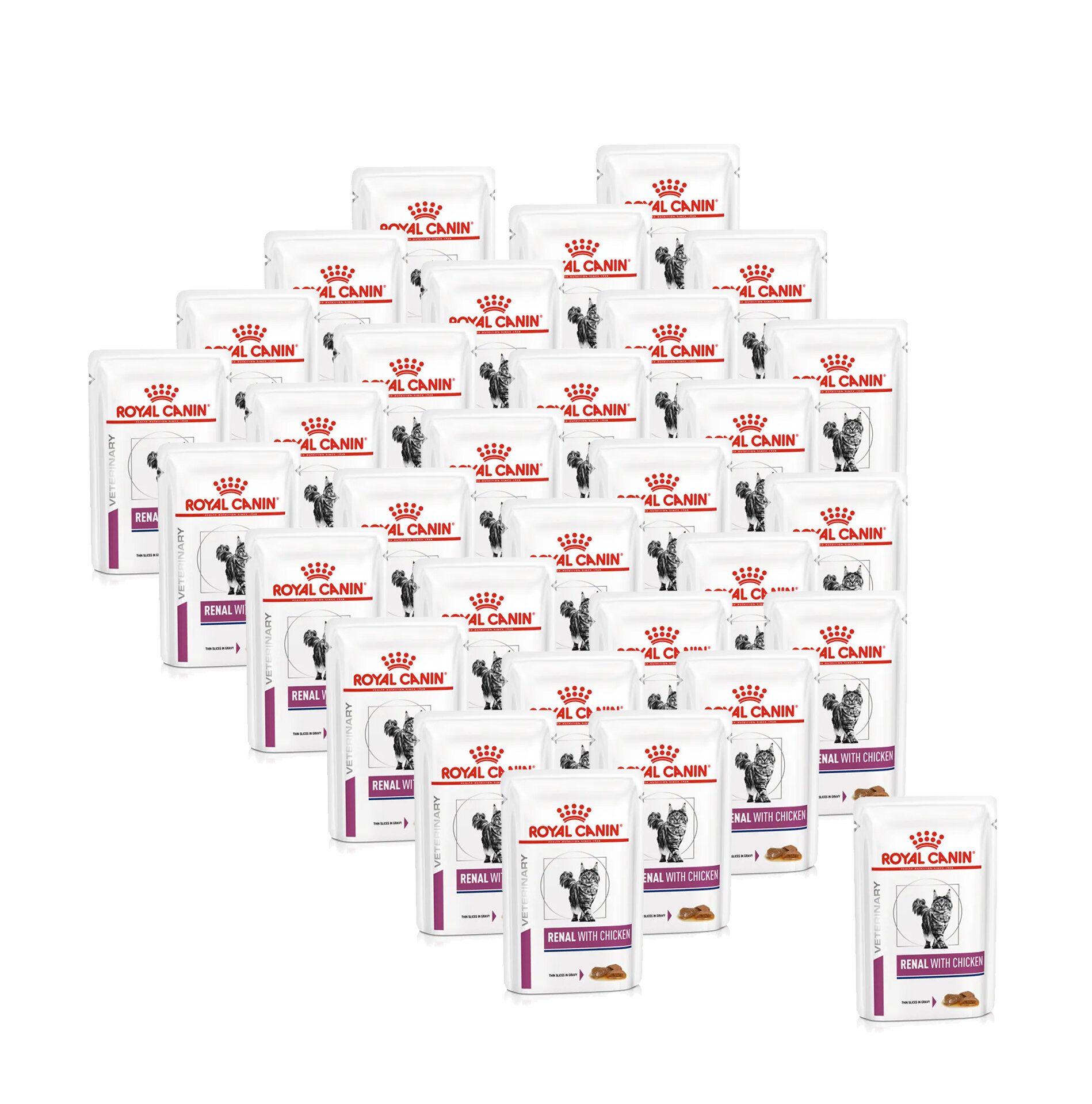 Royal Canin Renal With Chicken влажный корм для взрослых кошек для поддержания функции почек с курицей, кусочки в соусе, в паучах - 85 г x 32 шт.