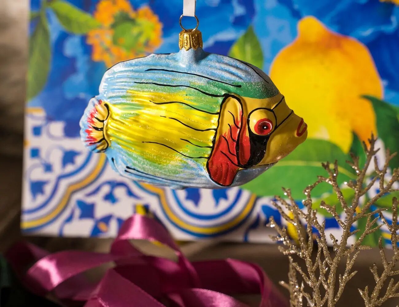 Ёлочная игрушка подводный МИР: радужная рыба-бабочка, стекло, 11х8 см, GMC z.o.o.