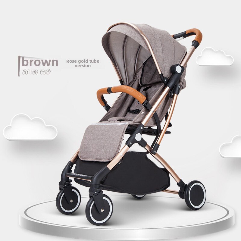 Коляска Huaying WG8005, четырехколесная, амортизация, складная, золотисто-коричневая