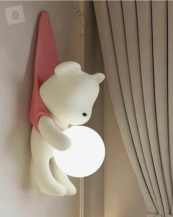 Детская настенная лампа-бра в виде медведя из смолы с теплым светом для уютной атмосферы