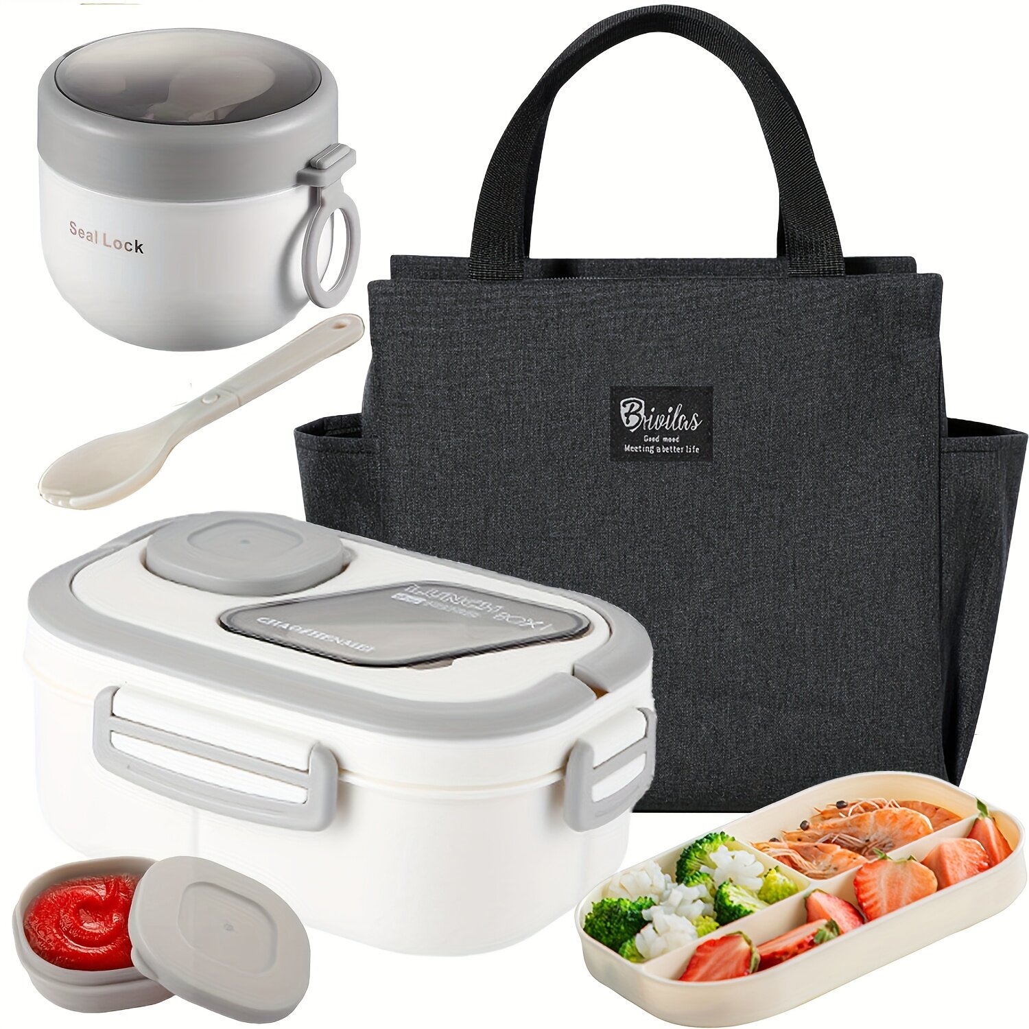 Японский набор ланчбоксов: контейнер + столовые приборы для школы, офиса и пикника.