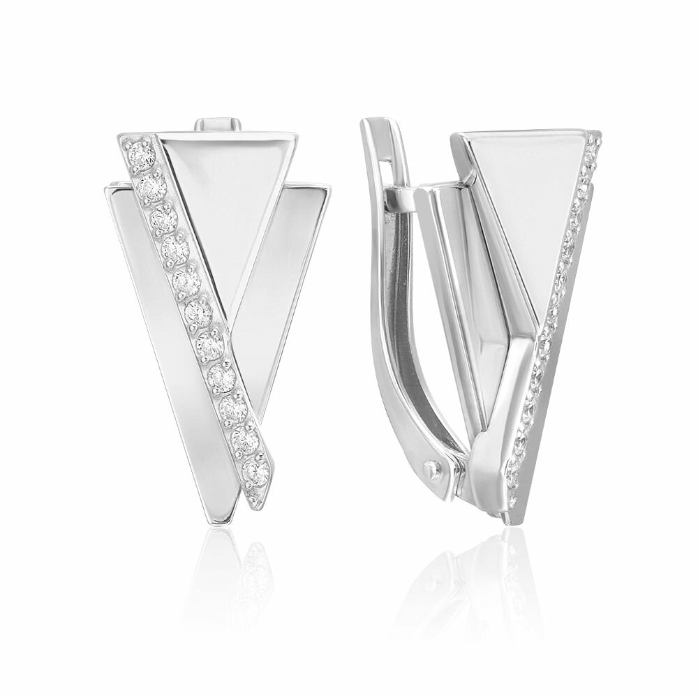 Серьги, белое золото, 585 проба, родирование, фианит
