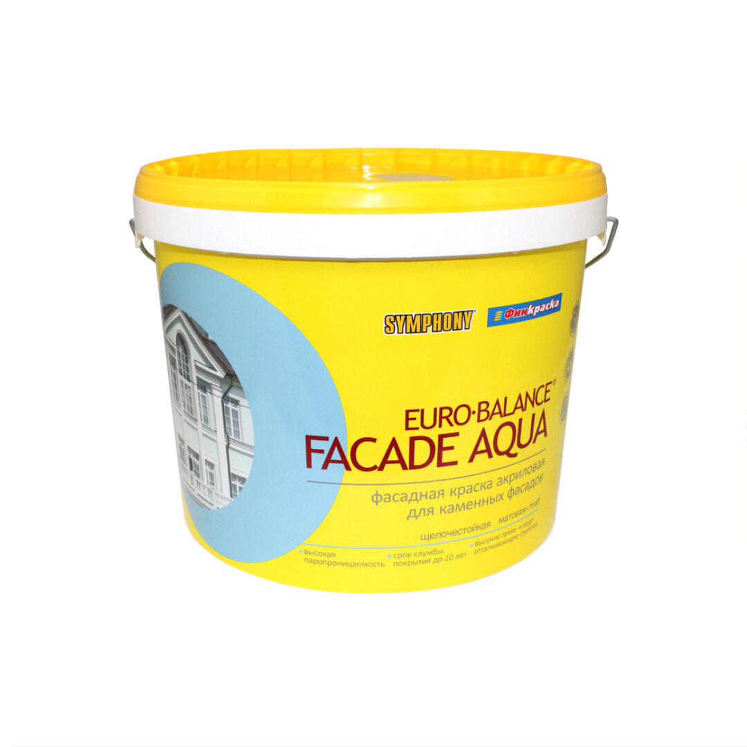 Краска Symphony Euro Balance Aquaфасадная водоэмульсионная, база LAP, 2,7 л