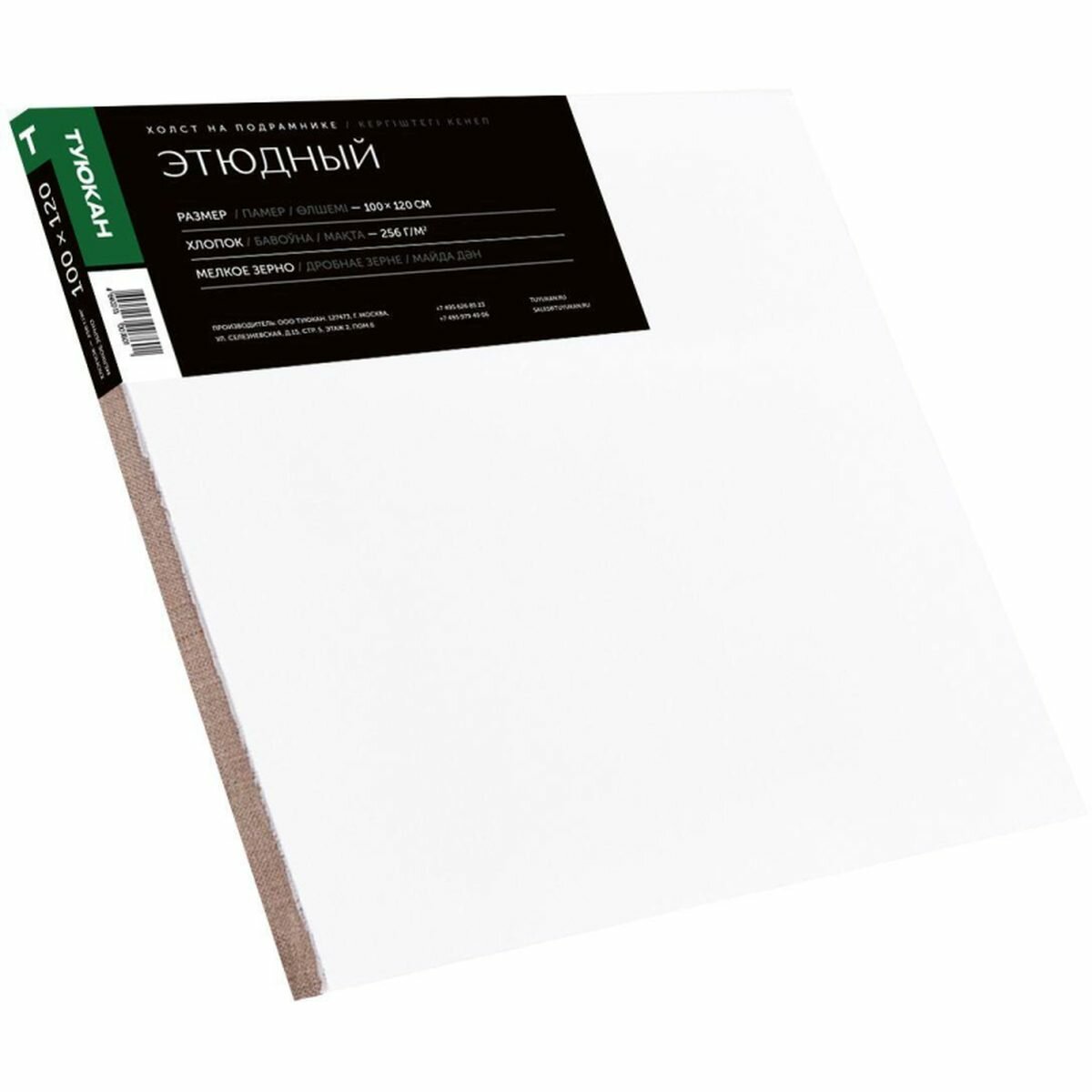 Холст грунтованный на подрамнике Туюкан Этюдный, 100% хлопок, мелкозернистый 256 г/кв. м, 100х120см