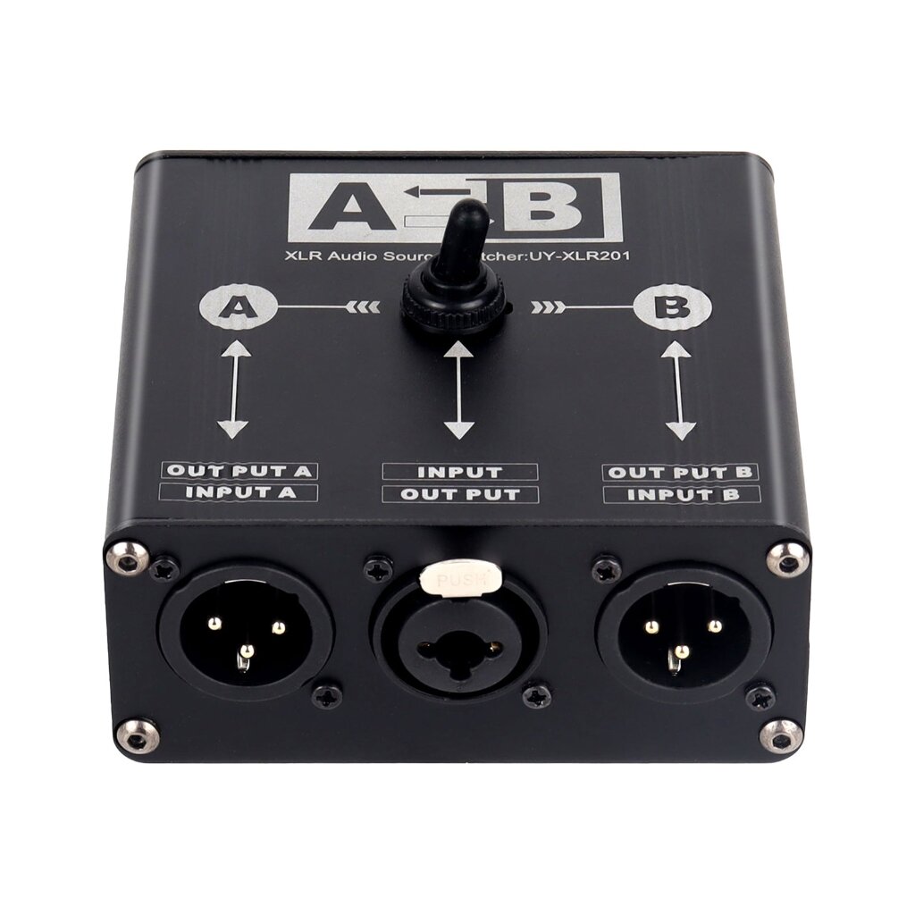 Металлический коммутатор звука XLR с 2 входами и 1 выходом, бесшумная маршрутизация сигналов, балансное соединение