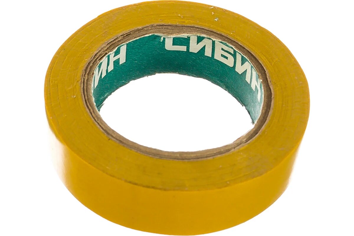 СИБИН ПВХ изолента 10 м x 15 мм, желтаянадежная кабельная изоляция и ремонт проводки