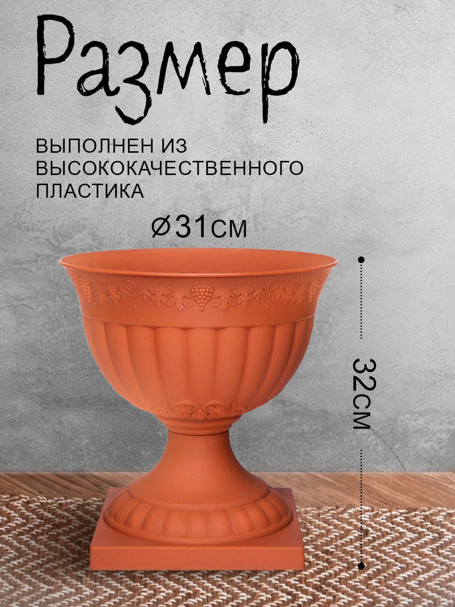 Вазон elfplast "Флора" для цветов декоративное 7,5 л 5 шт, (терракотовый) 220