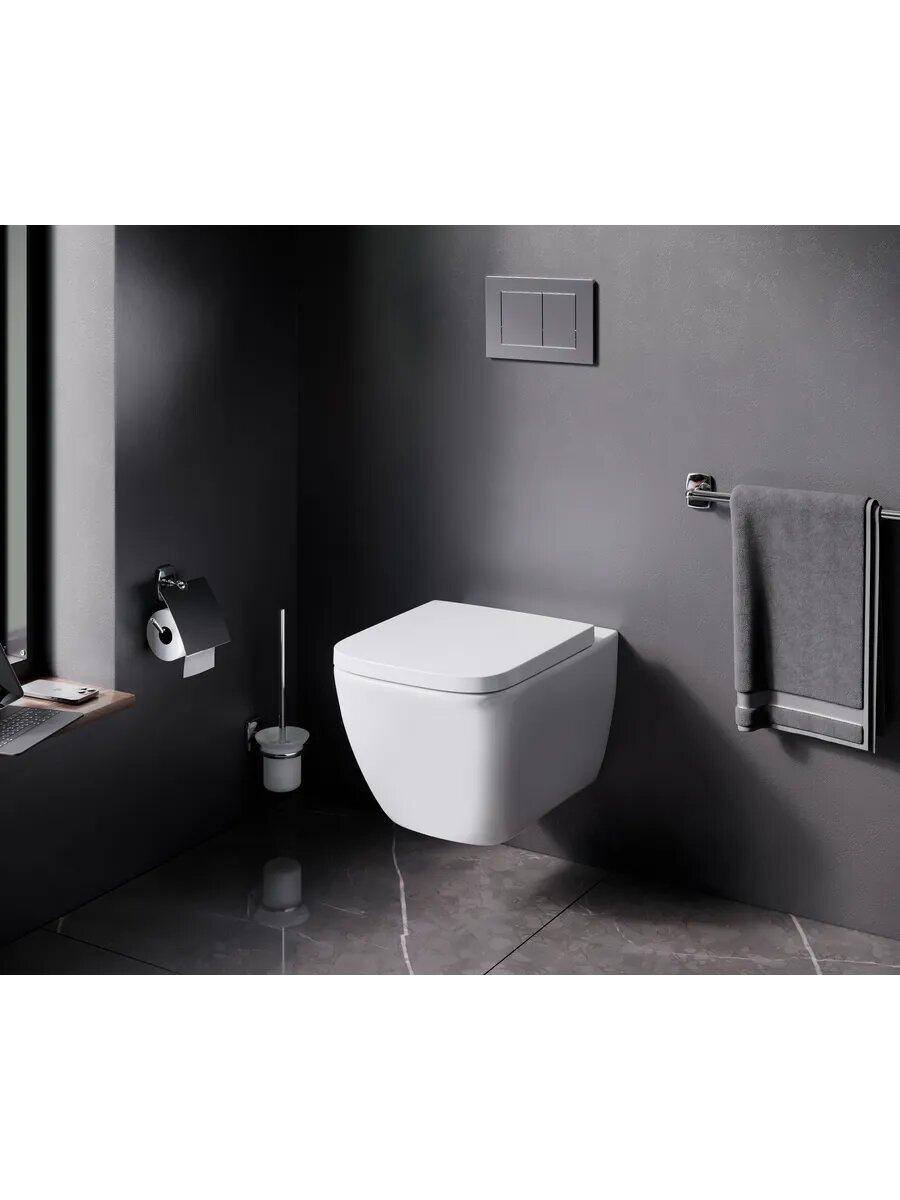 Инсталляция с подвесным унитазом AM.PM Spike и клавишей, цвет хром