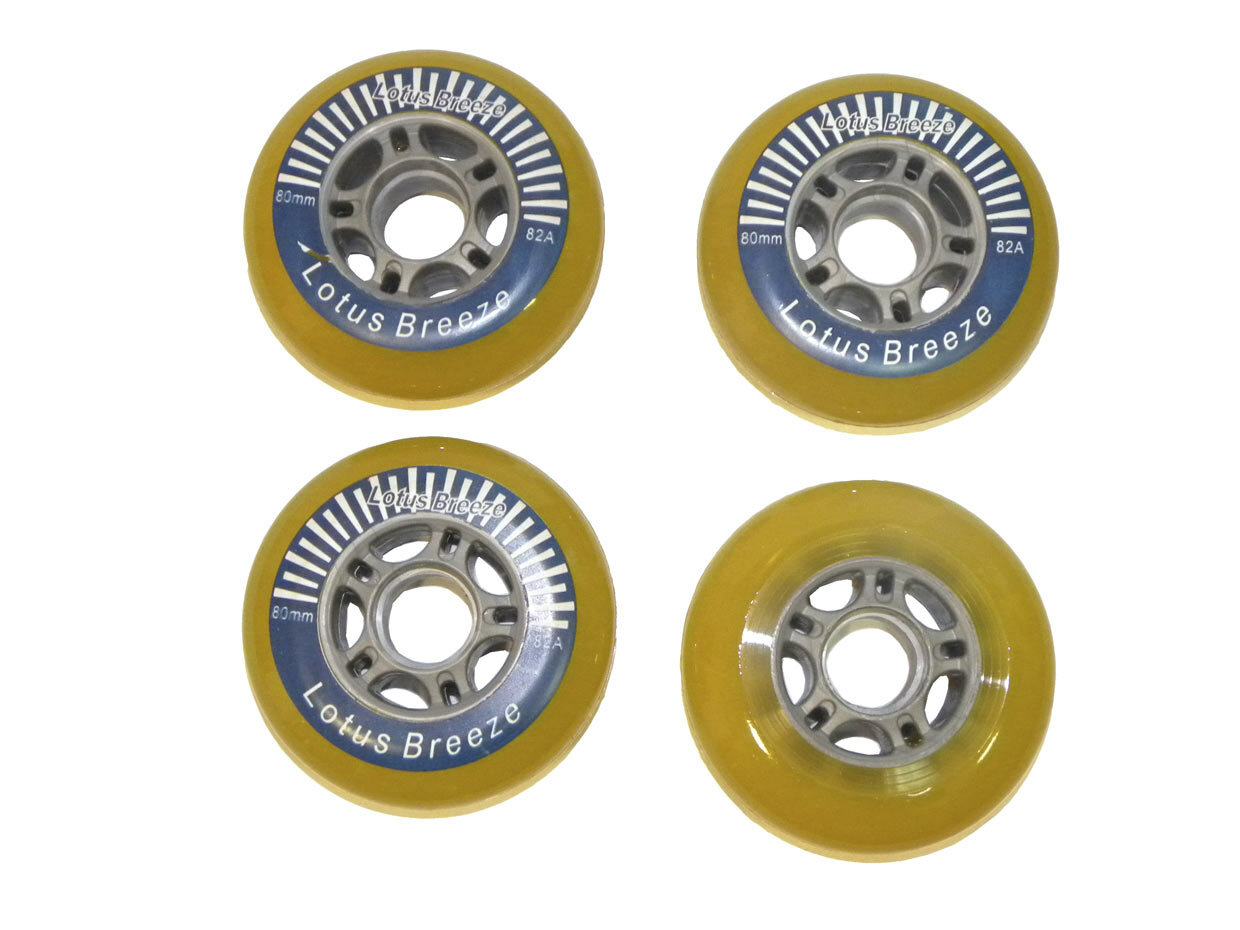 Колеса для роликовых коньков Lotus Breeze 80 мм 82A (4шт). Серый/зелено-коричневый.