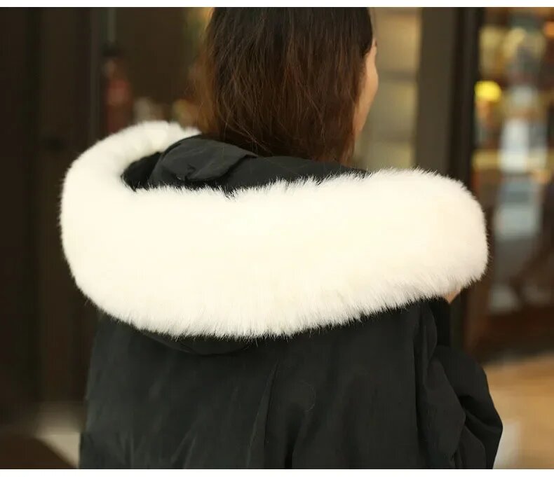 Qearlstar Женщины зимняя шарф фальшивый лисий мех Оятник 50/60/70/80/90 см куртки мех отделки Роскошные шарфы Пальто декор шаль мужчины шарф YT01,1,180, искусственный мех,18,75, белый, SKU01264