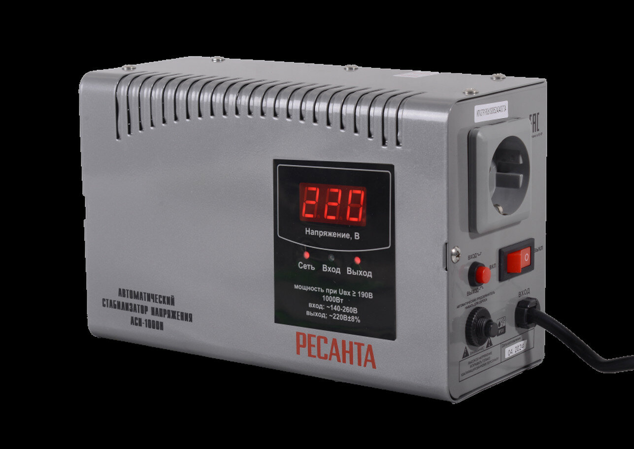 Стабилизатор Ресанта АСН-1000 Н, однофазный, защита от перегрузки