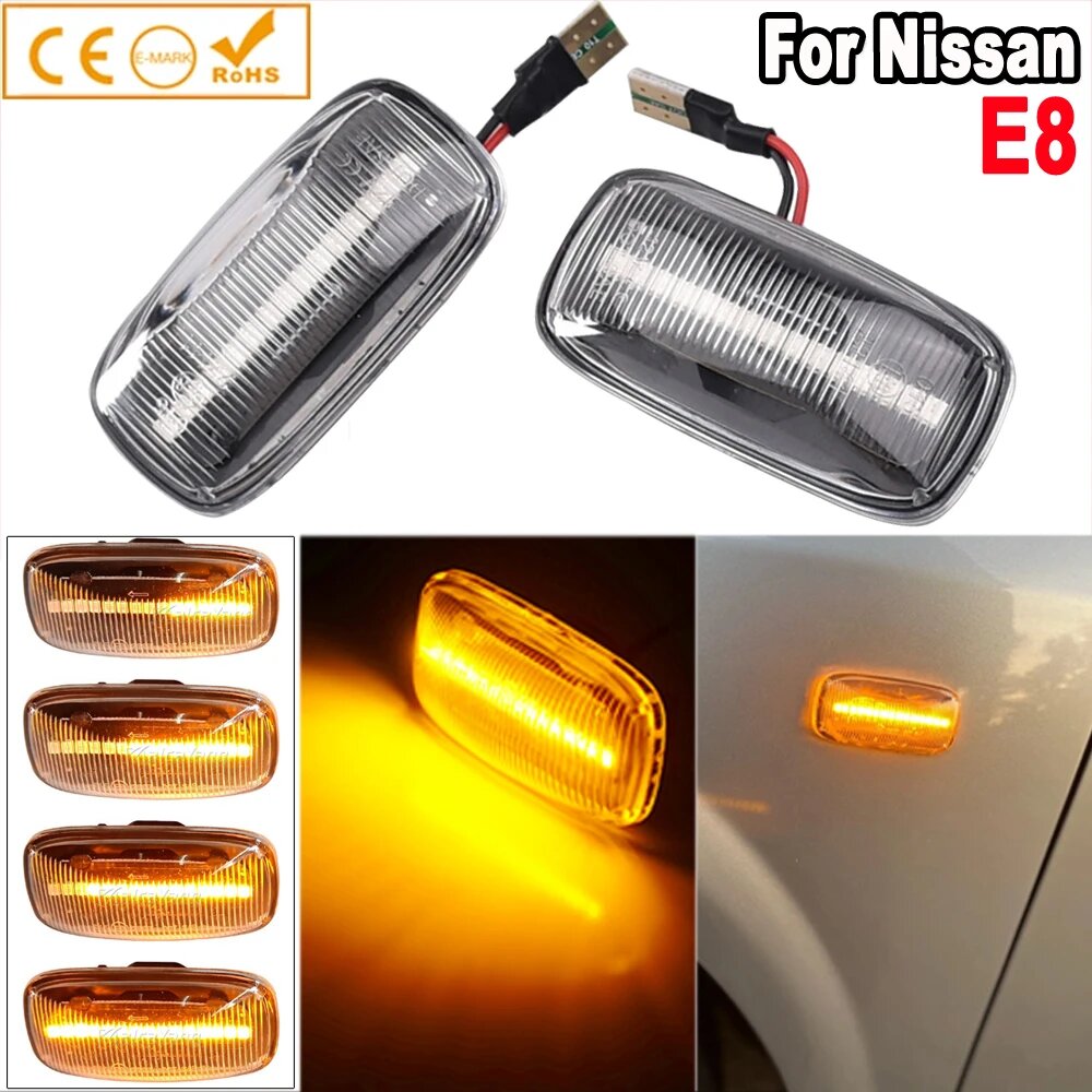 Текущий светодиодный боковой габаритный динамический указатель поворота для Nissan Maxima Skyline R34 Almera N15 N16 Pulsar Primera P11 P12, Dynamic Crystal
