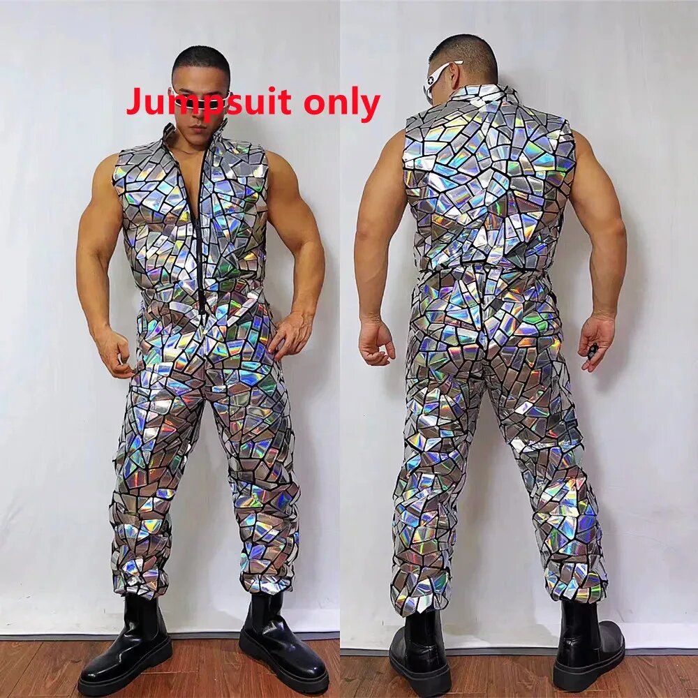 LOBUDEK Серебристо-красные пайетки свободный комбинезон XXL, Silver A