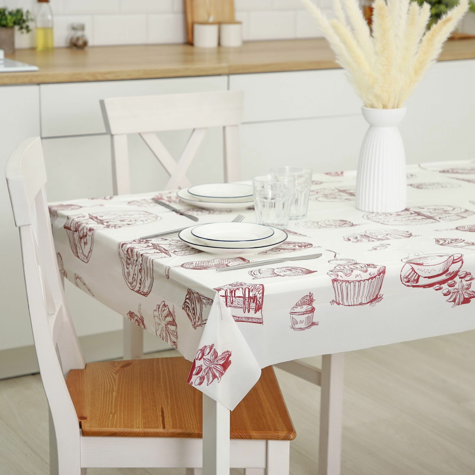 Скатерть на стол "Сладости", рулон 3 шт, без основы, одноразовая, двухсторонняя, 110x180 см