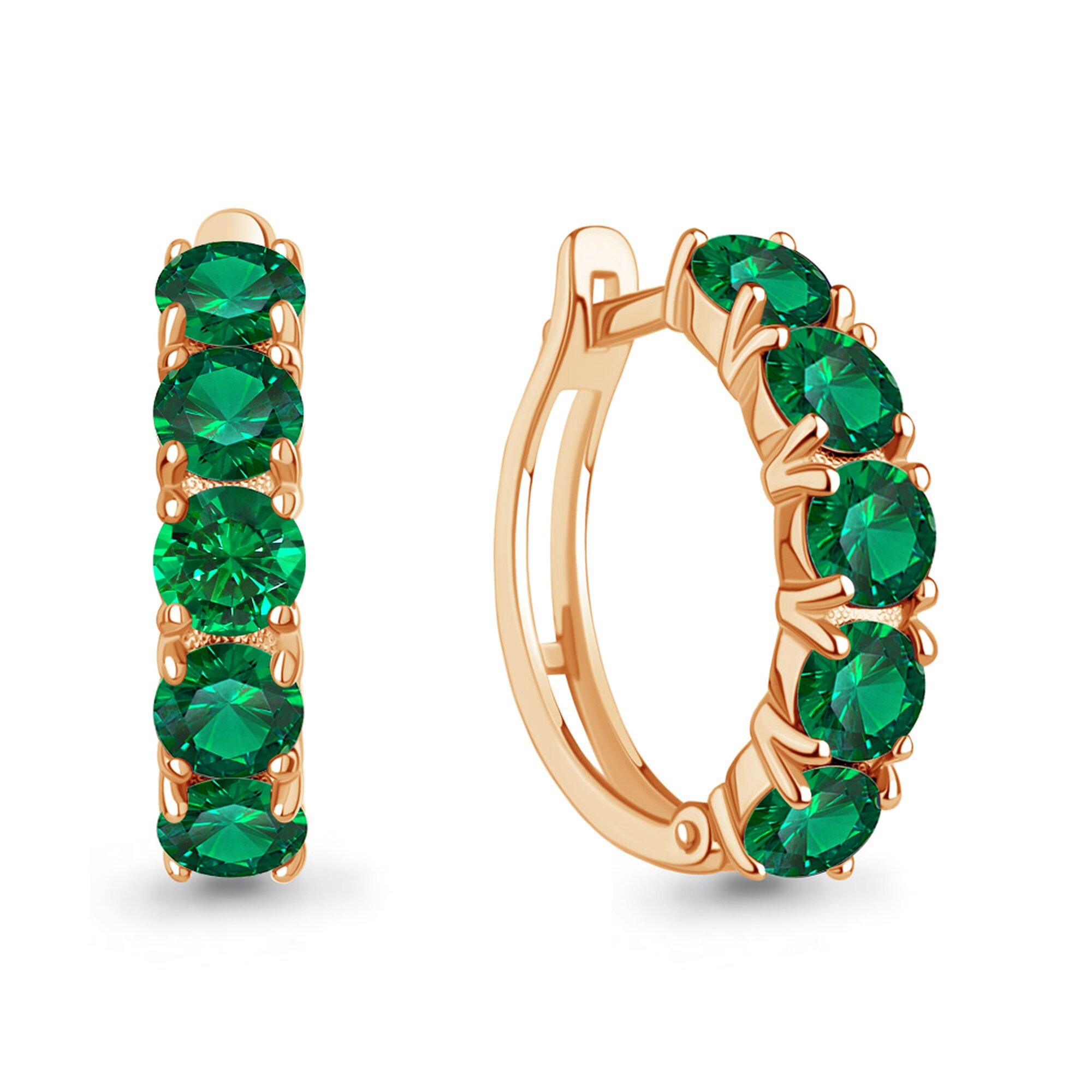 Серьги, серебро, 925 проба, золочение, изумруд синтетический