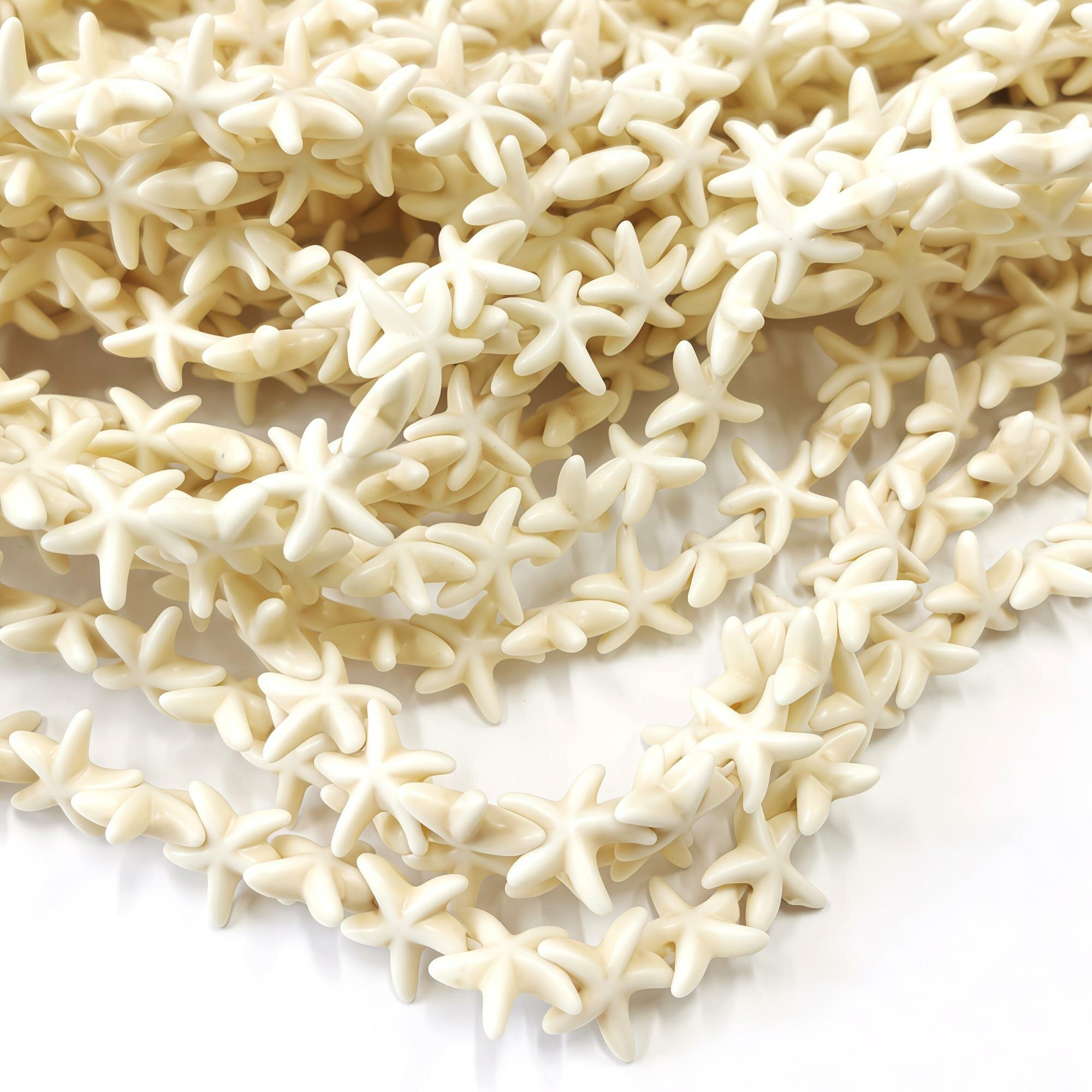 Бусины каменные, говлит (имитация), Морская звезда, 15х13х5мм, 36 шт, низка