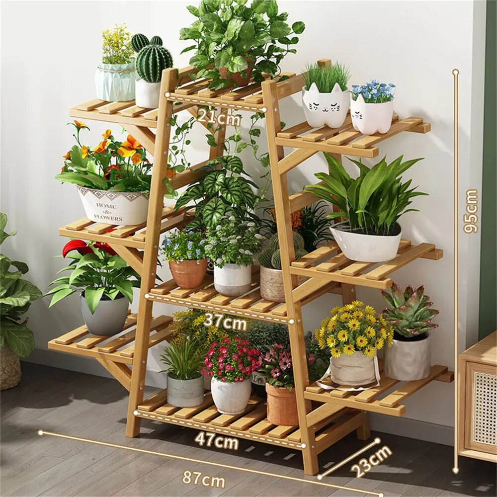 Этажерка для цветов напольная, бамбуковая подставка для растений, декоративная полка 105x23x125 см, Bambuchka