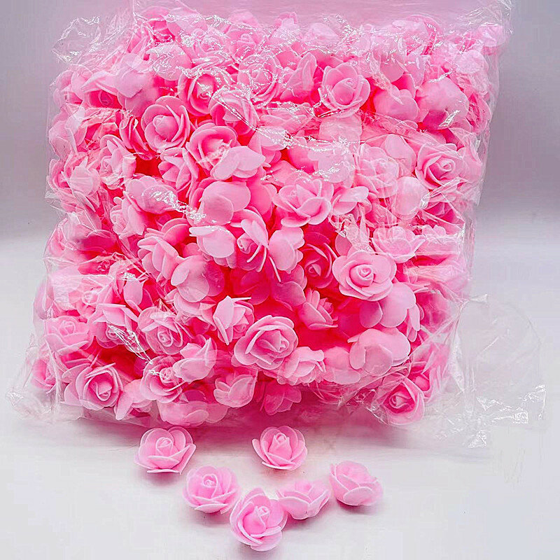 Foam rose craft embellishment with soft pvc for wedding party and home styling pink foam rose