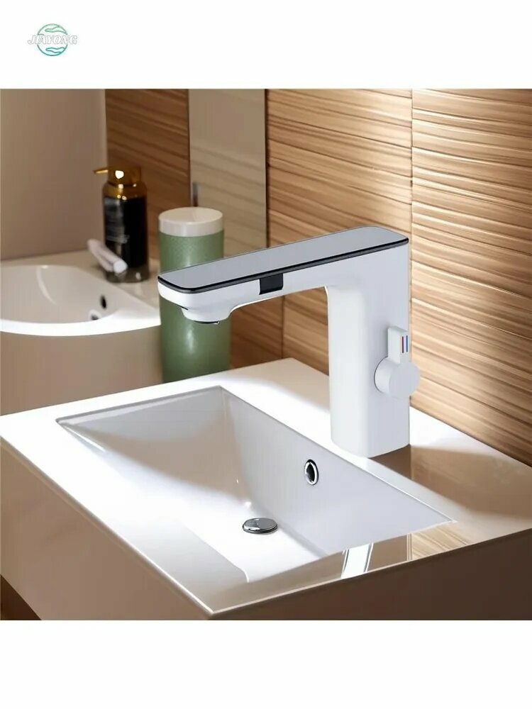 Инфракрасный сенсор + Горячая/Холодная вода + Дисплей температуры Умный смеситель для раковины с автоматическим датчиком, светодиодный индикатор, экономичный бесконтактный кран для ванной комнаты