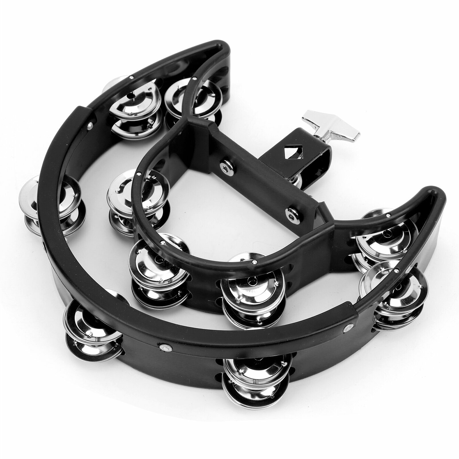 Полумесяц, тамбурин, металлический двухрядный ручной ударный музыкальный инструмент DT‑66, черный