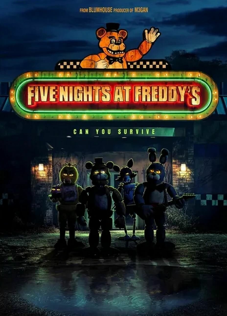 Плакат, постер Five Nights at Freddys, 2023. Пять ночей с Фредди на бумаге, размер 21х30см