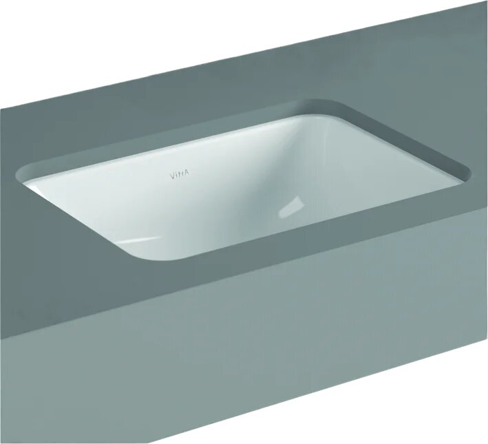 Раковина встраиваемая снизу VitrA S20 5474B003-0618 50 50 см, без отверстия под смеситель, фарфоровая, раковина для ванной, белая, прямоугольная, со сливом-переливом