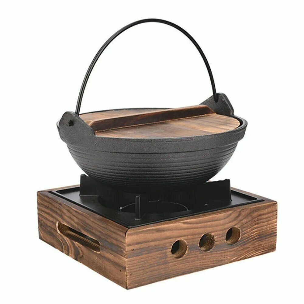 Набор для фондю "Японский, чугунный, 2 персоны", с крышкой, со спиртовкой, 20см