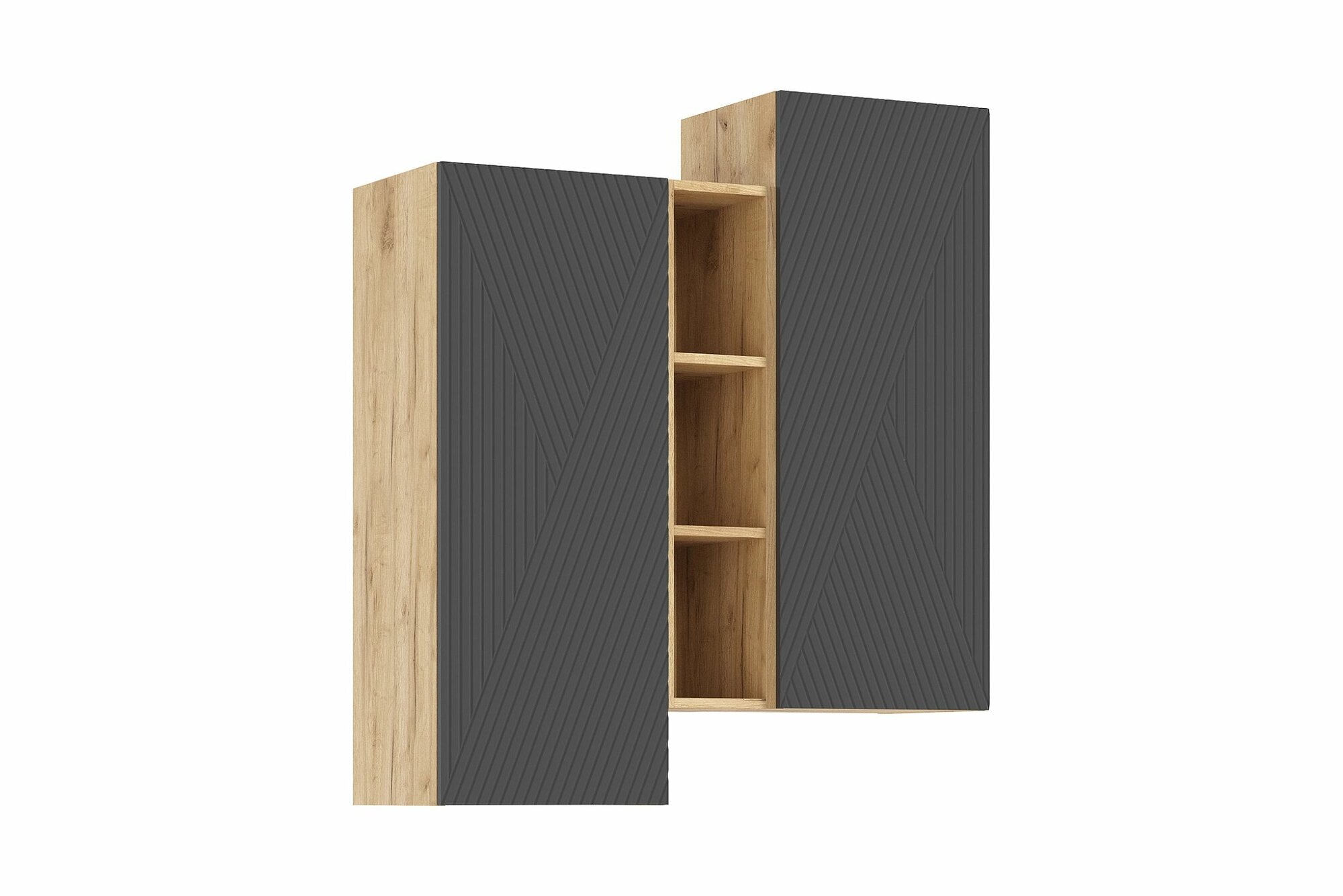 Шкаф подвесной Флэш (Браш Графит, Дуб Крафт)