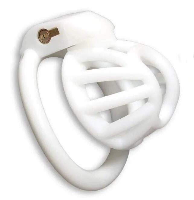 Розовый пластиковый пояс верности Sissy с имитацией половых губ (мини)