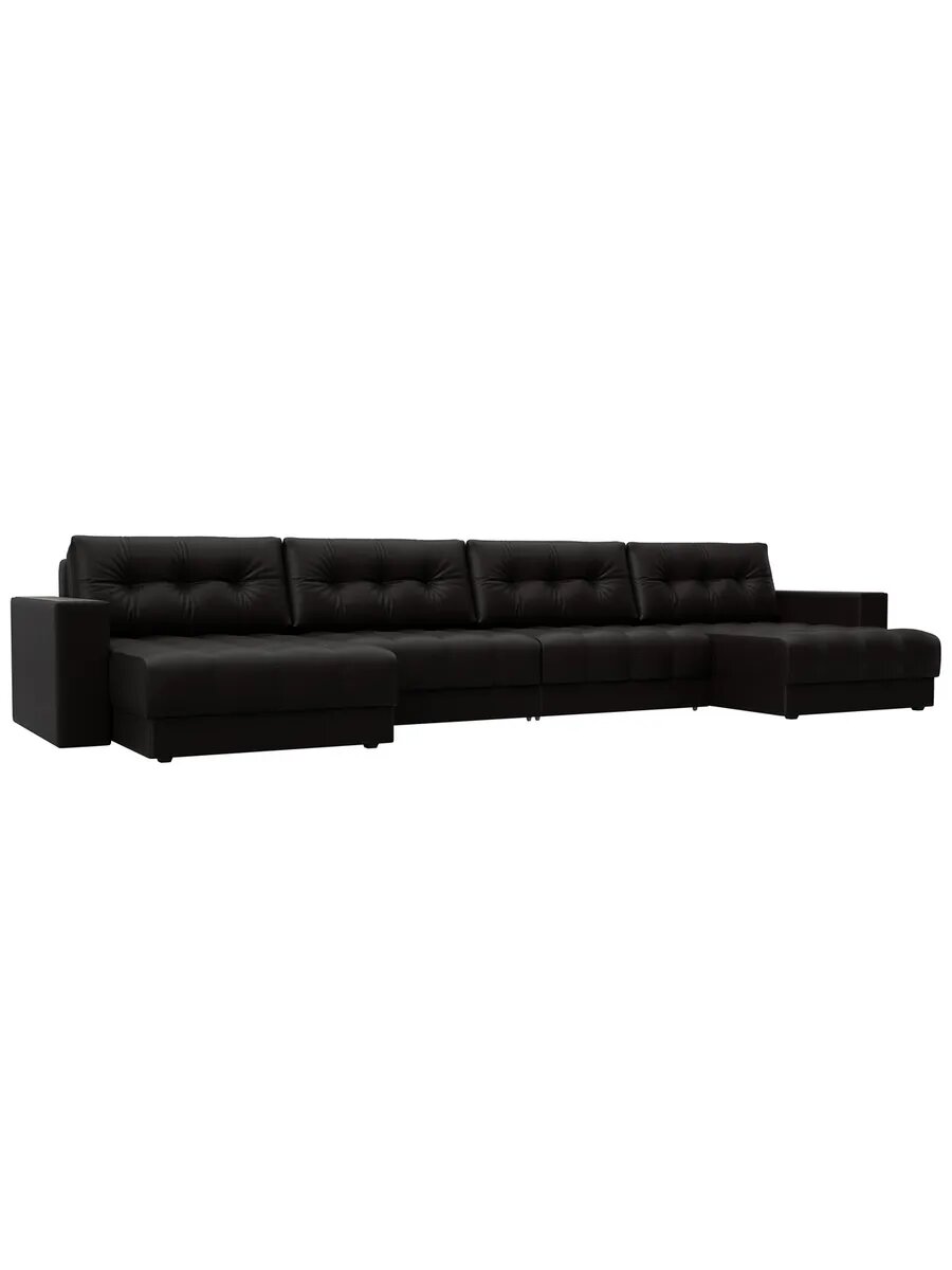 Диван П-образный Лазурит, 429x91x159 см, с ящиком для белья, экокожа