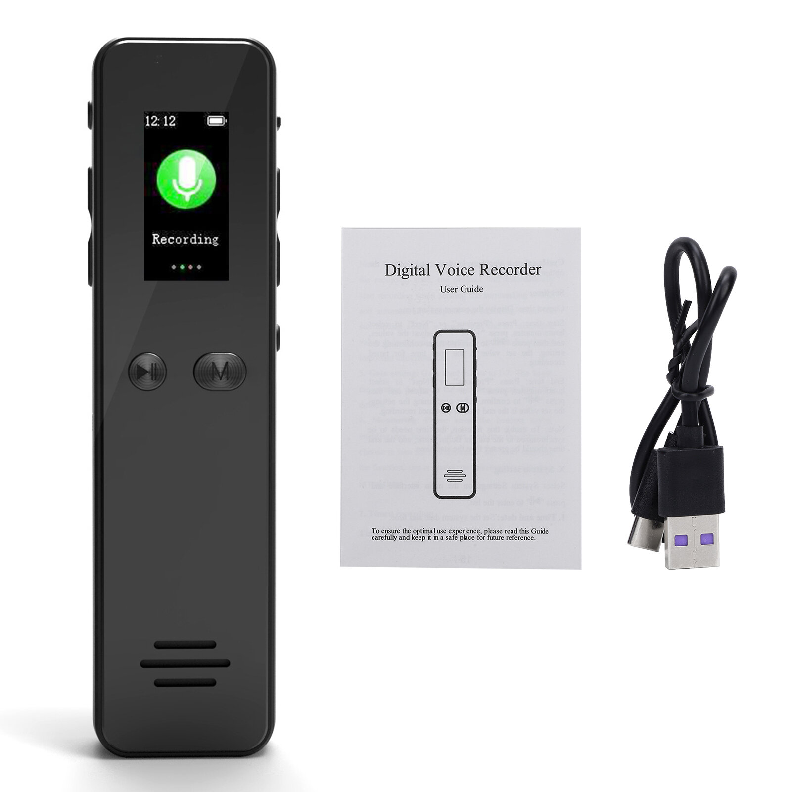 Умный диктофон с памятью 64 ГБ Запись 1536 кбит/с TFT-экран Встроенный динамик Защита паролем Срок службы батареи 18 часов для студентов Преподаватели Бизнес 64 ГБ