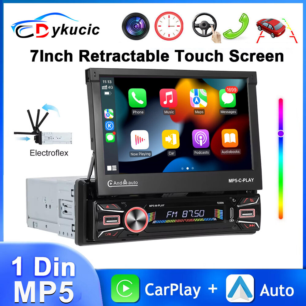 7"1 Din Автомобильное радио Carplay Android Auto MP5 Плеер Управление рулевым колесом DAB + стереосистема