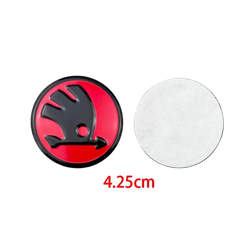 1 шт, сплав 42,5 мм, наклейки с центральным логотипом на руль автомобиля для Skoda Octavia BlackRed
