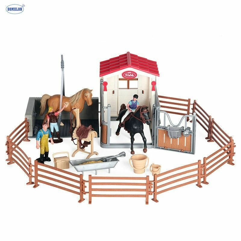 Реалистичный всадник, Жокей, Прекрасная модель конюшни для лошадей, игровой набор, фигурки животных, детские игрушки своими руками для девочек и мальчиков