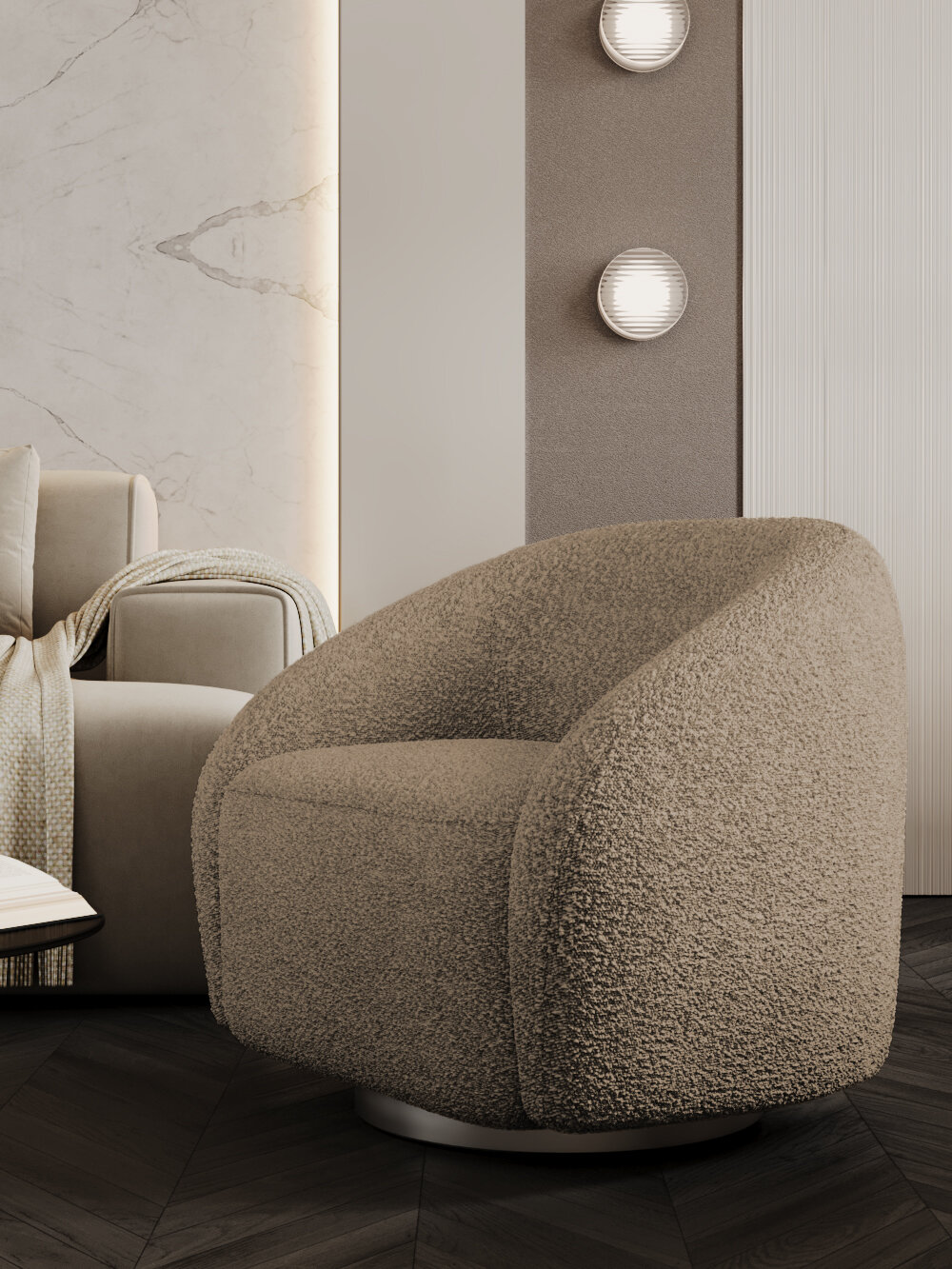 Кресло крутящееся ZAFFIRO премиум дизайн, букле