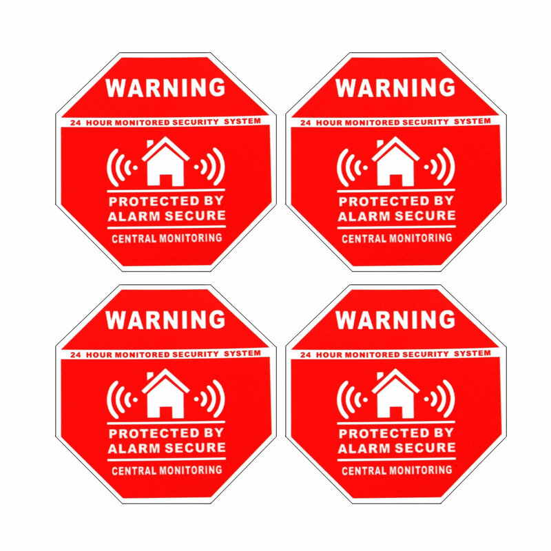 10 шт./лот, 10 шт. предупреждающих наклеек для системы безопасности, круглосуточный мониторинг сигнализации, знак защиты дома с центральным мониторингом, самоклеящаяся виниловая пленка для использования внутри и снаружи помещений