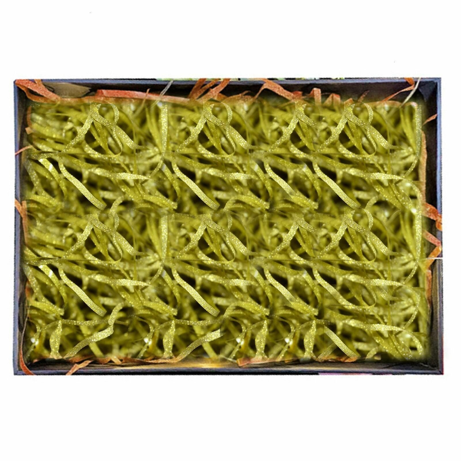 Шелковое наполнение подарочной коробки из измельченной бумаги с блестками Рафии-Светло-золотое