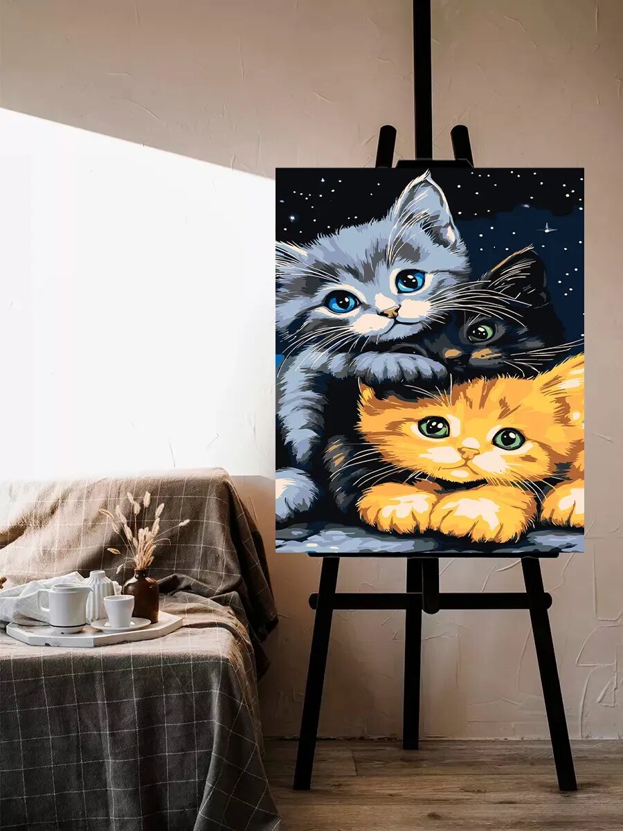 Картина по номерам Котята Животные Котики 3 Кота