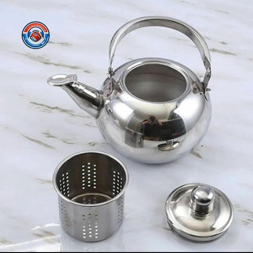 Походный чайник из нержавеющей стали 1,2 л с ситечком для заварки, компактный туристический чайник для костра, газовой горелки и плиты, легкий кемпинговый котелок для пикника и туризма